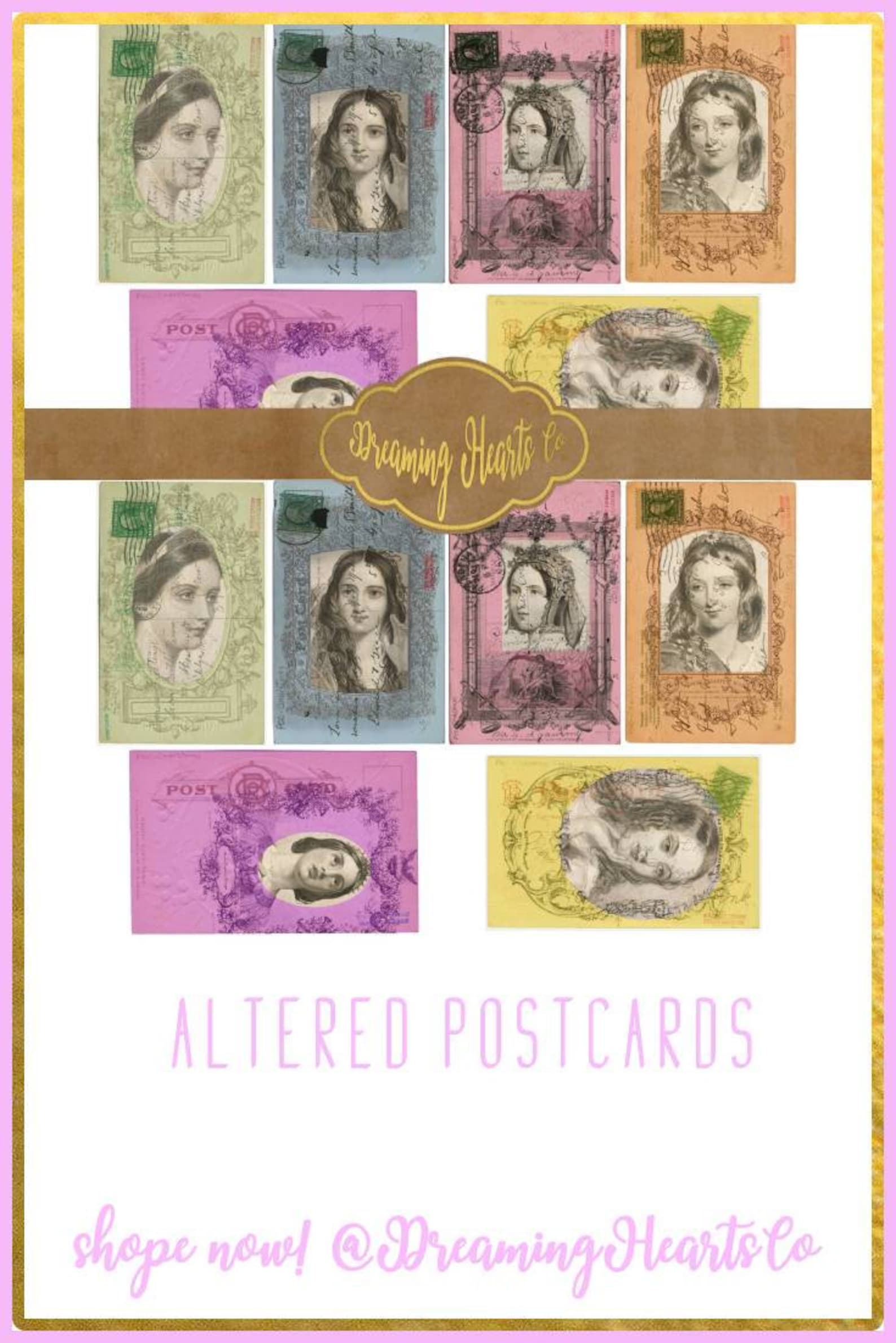 Altered Postcards With Vintage Ladies to Add Romantic Charm to - Etsy