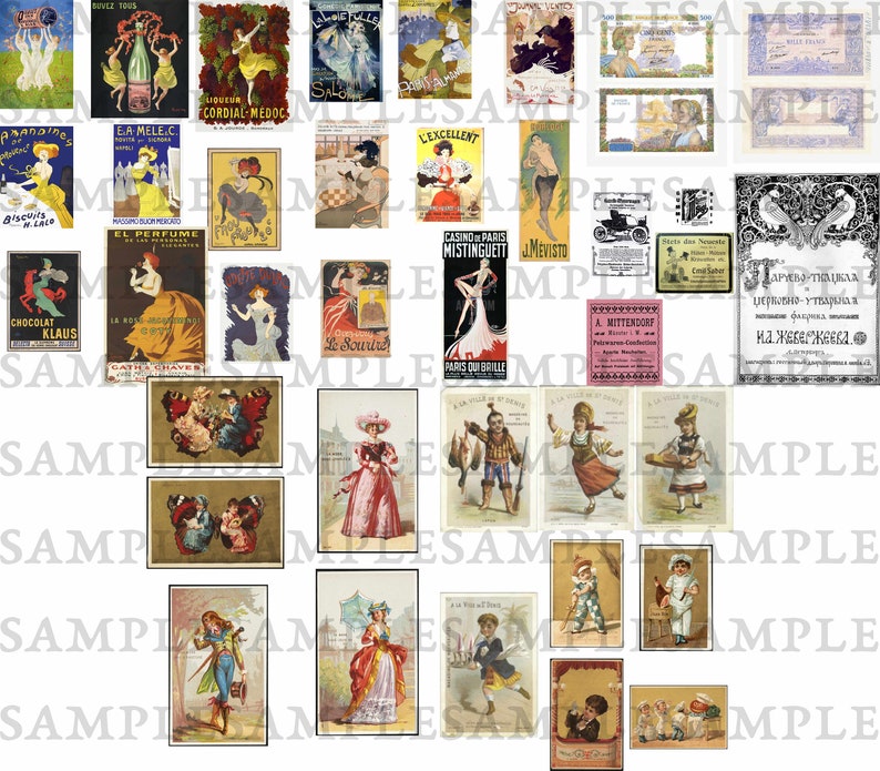 French Ephemera Collage Sheets Printable Ephemera Advertisements ...