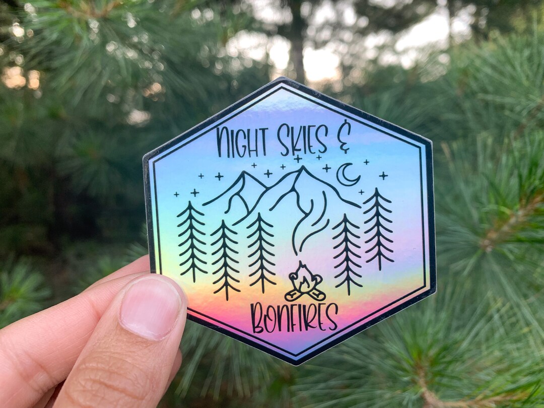 Night Skies & Bonfires Camping Holographic Vinyl Sticker - Etsy
