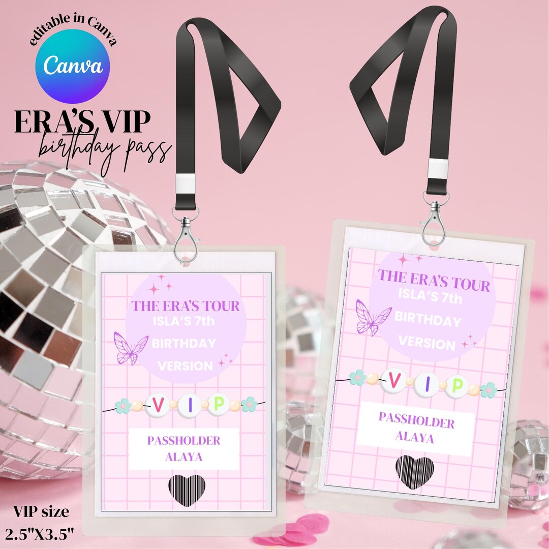 Taylor Swift Eras Tour VIP Pass Template: Swiftie Birthday Party ...