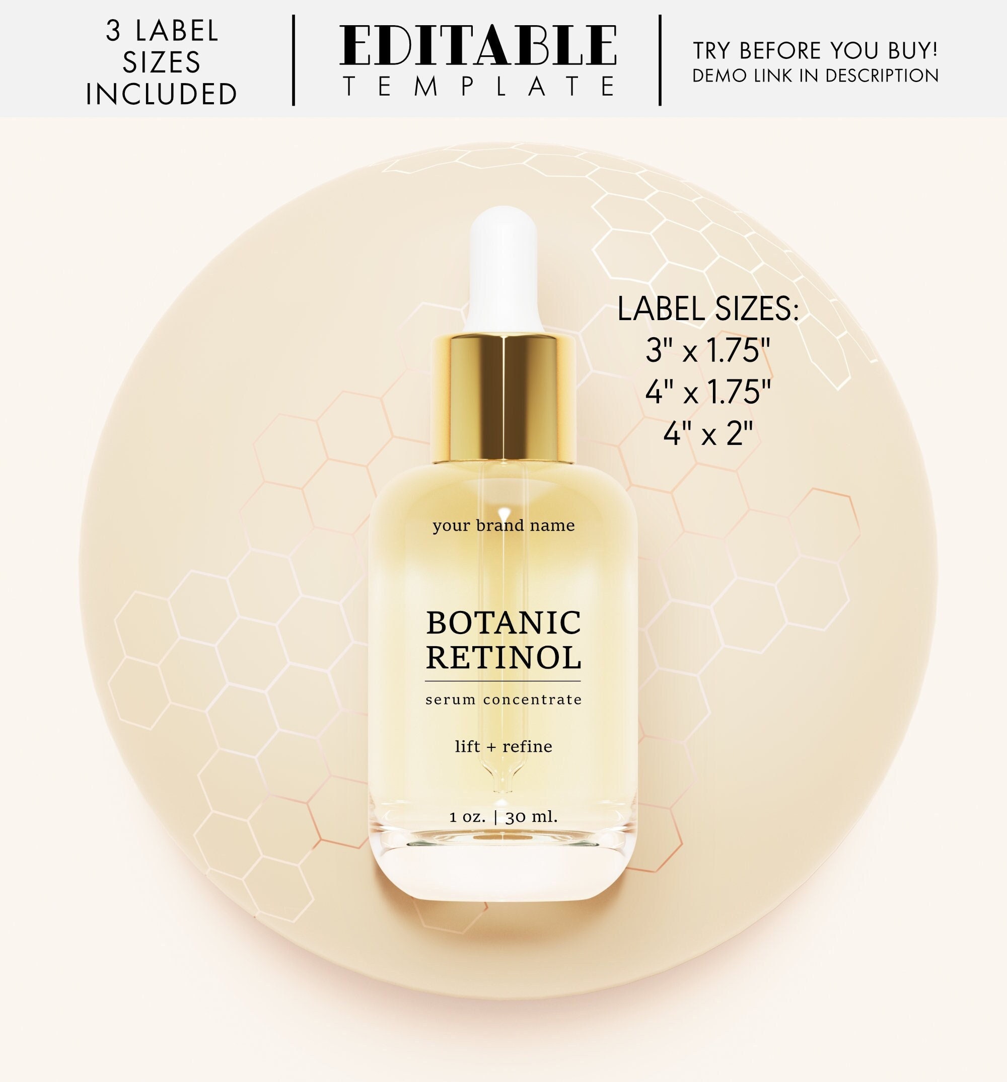 Editable Label Template for Oils, Face Lotions, Serums, Etc. DIY Labels ...