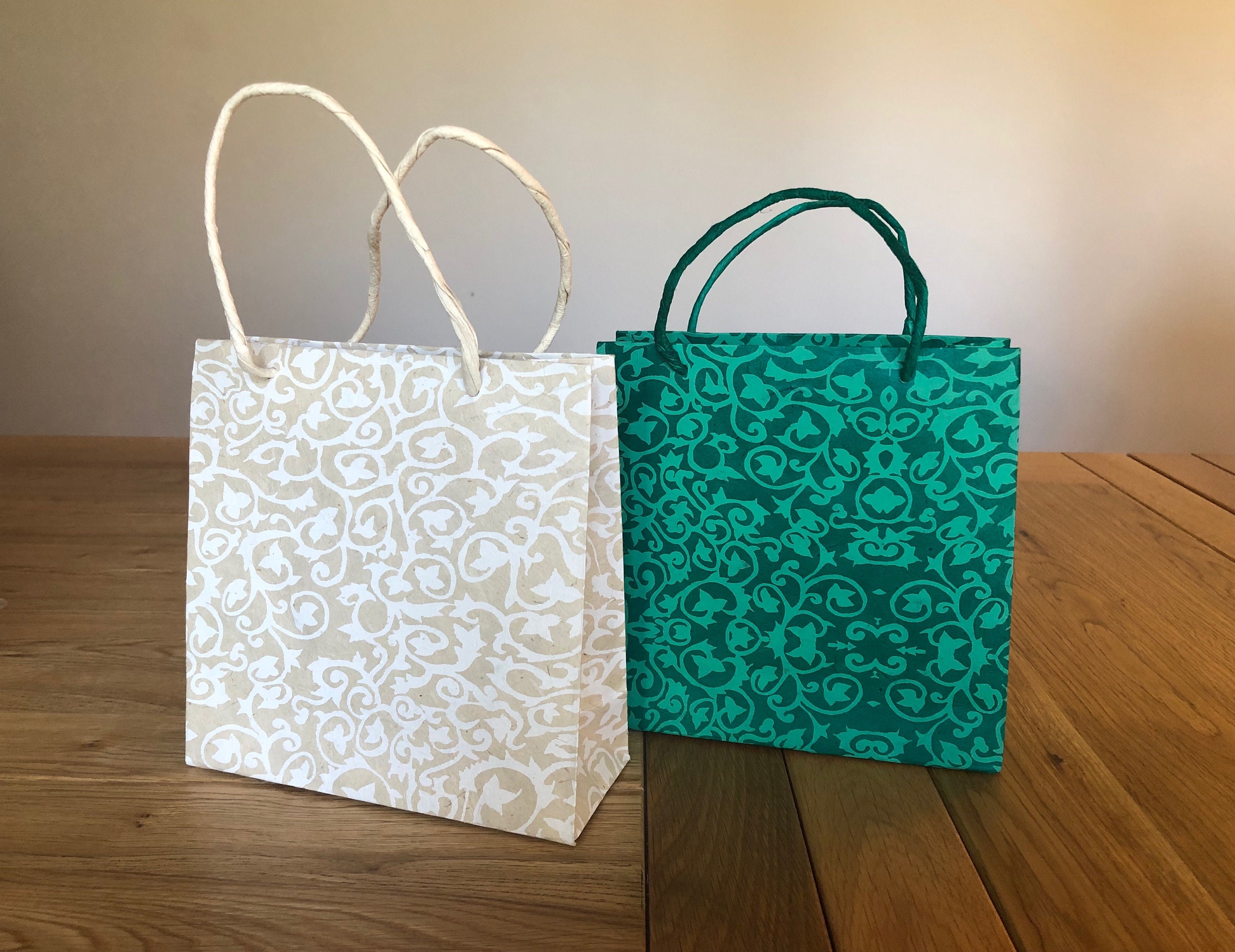Gift Bags Made From Handmade Paper With Twist Handles. - Etsy