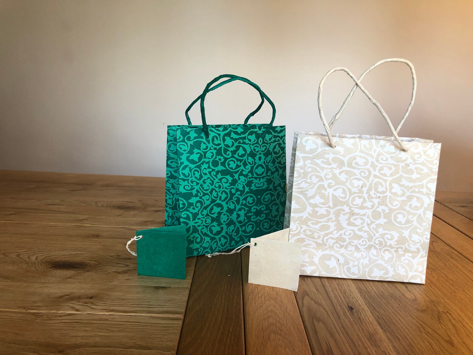Gift Bags Made From Handmade Paper With Twist Handles. - Etsy