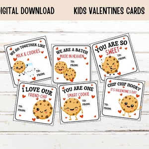 Printable Cute Cookie Valentine's Day Cards, Cookie School Valentines ...