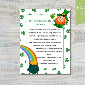 PRINTABLE - Leprechaun Trap Note, St Patricks Day Kids Printable ...
