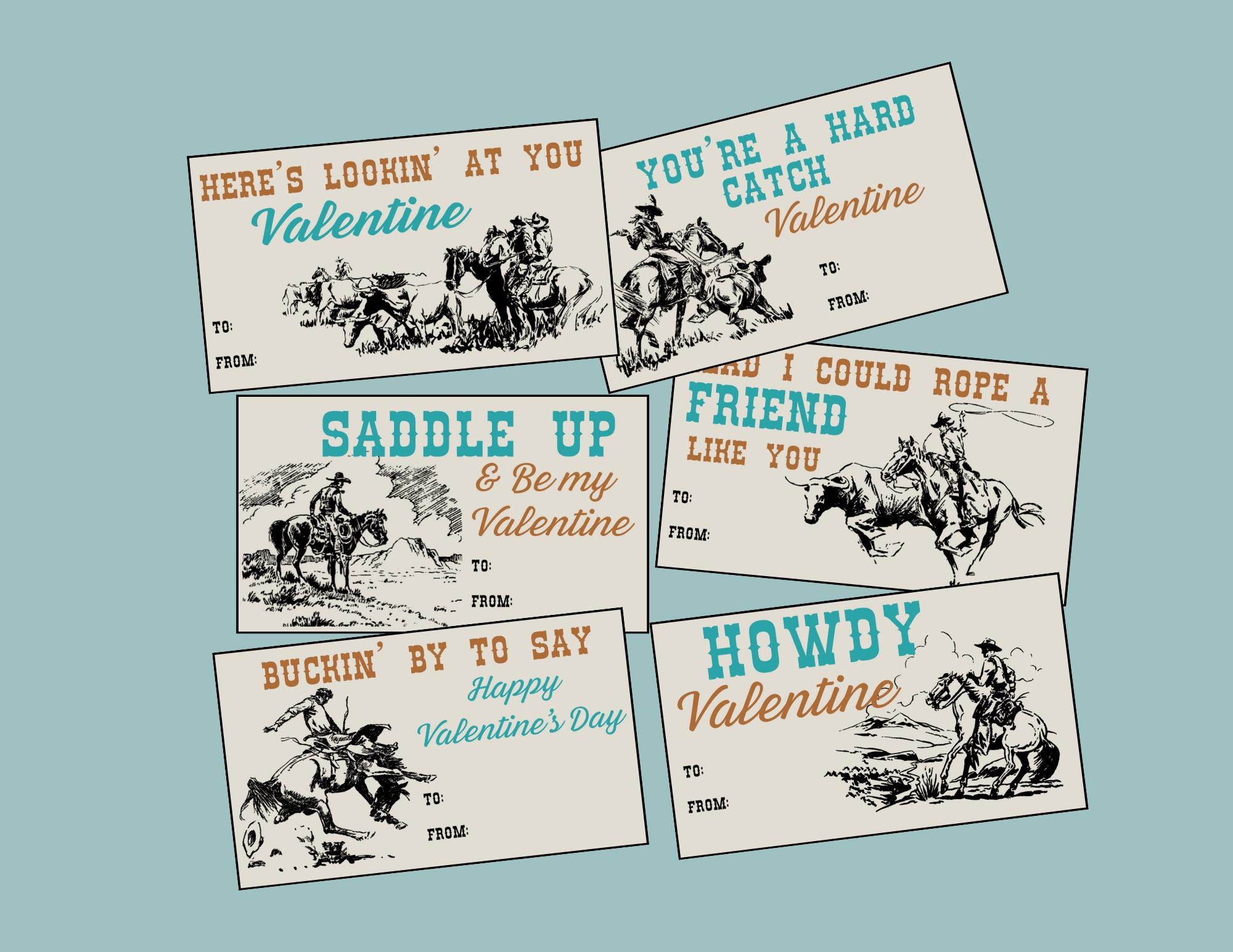 Vintage Cowboy Western Valentine's Day Cards, Cowboy Valentines ...