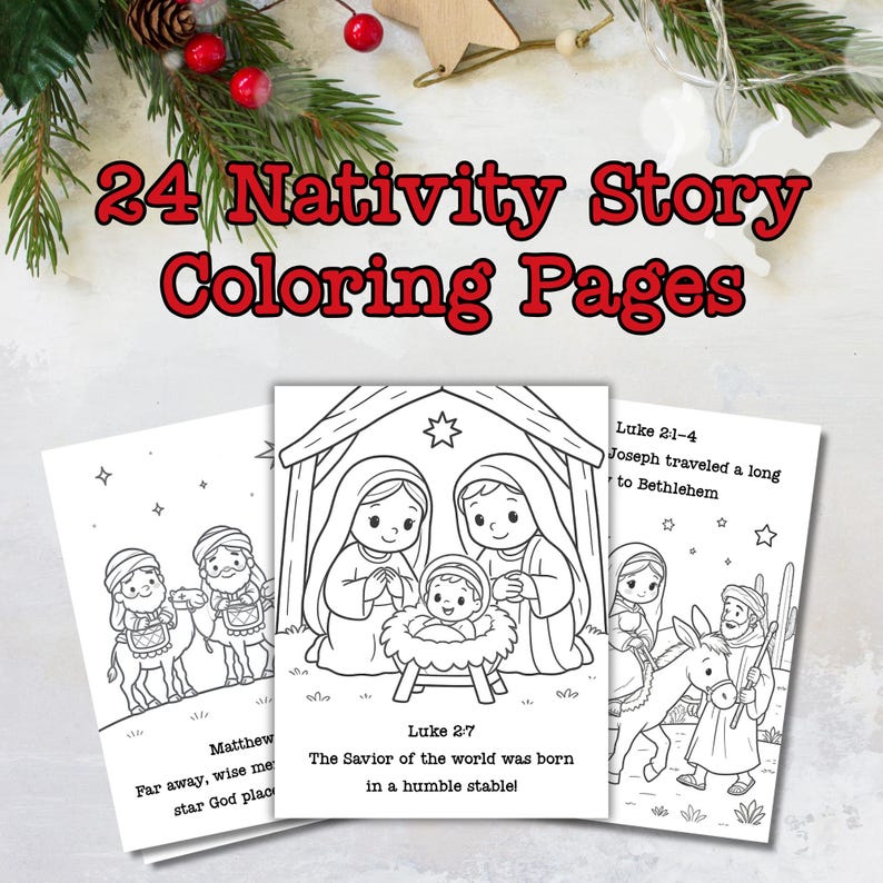 Nativity Advent Calendar Coloring Pages for Kids | Printable Bible ...