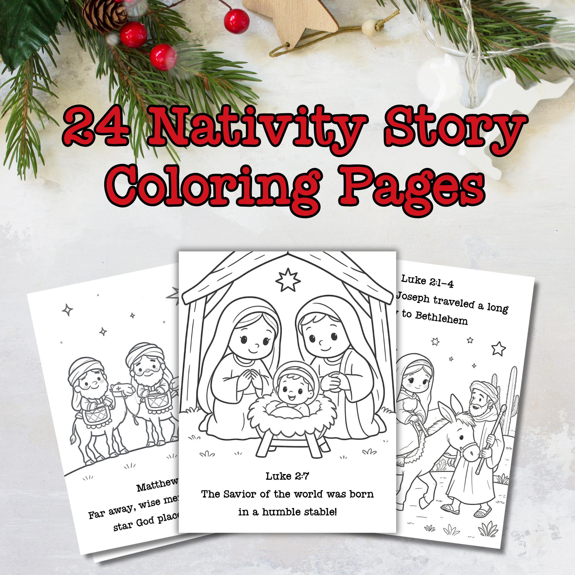 Nativity Advent Calendar Coloring Pages for Kids | Printable Bible ...