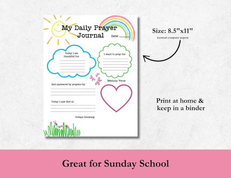Printable Childrens Daily Prayer Journal, Kids Gratitude Journal ...