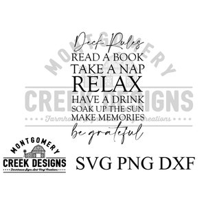 Deck Rules SVG, Porch Sign SVG, Summer Cut File, Porch Sign, Farmhouse ...