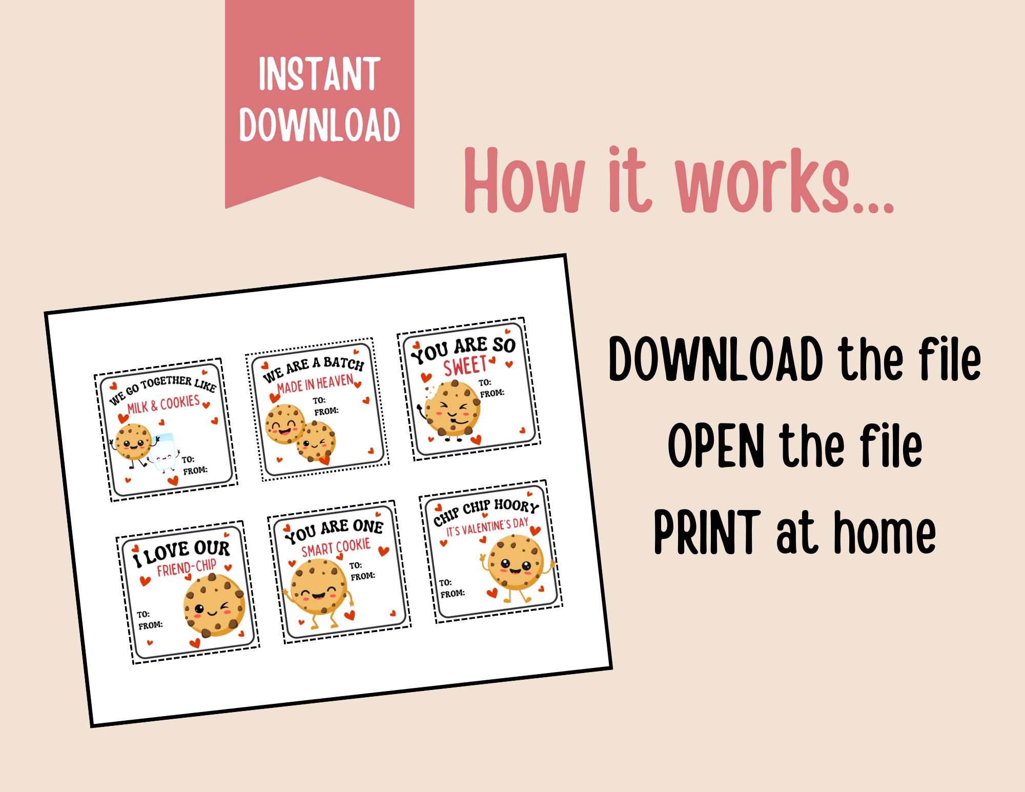 Printable Cute Cookie Valentine's Day Cards, Cookie School Valentines ...