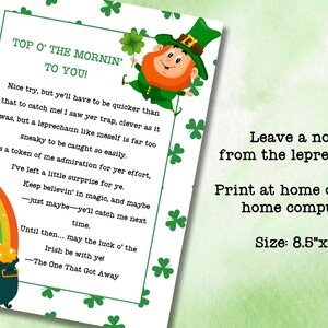 PRINTABLE - Leprechaun Trap Note, St Patricks Day Kids Printable ...