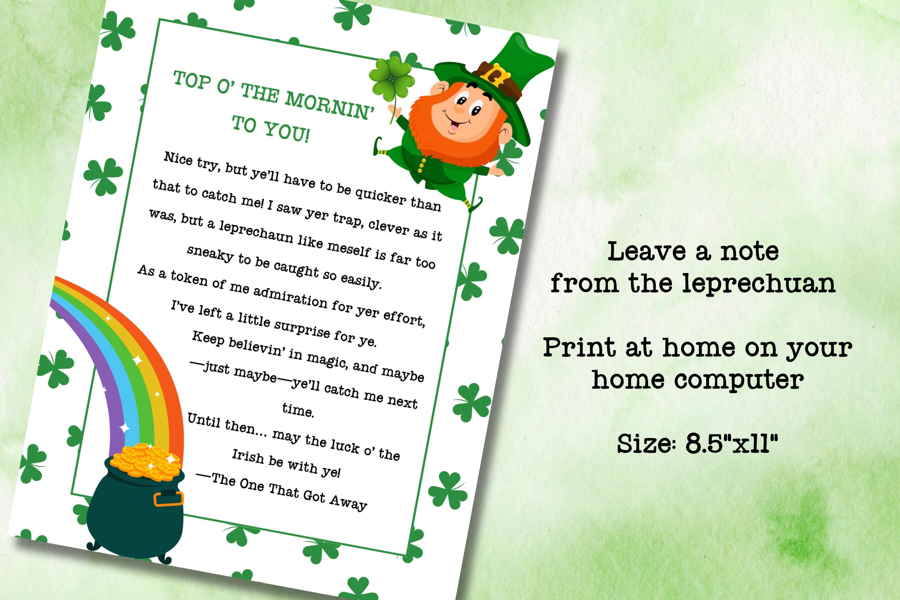PRINTABLE - Leprechaun Trap Note, St Patricks Day Kids Printable ...