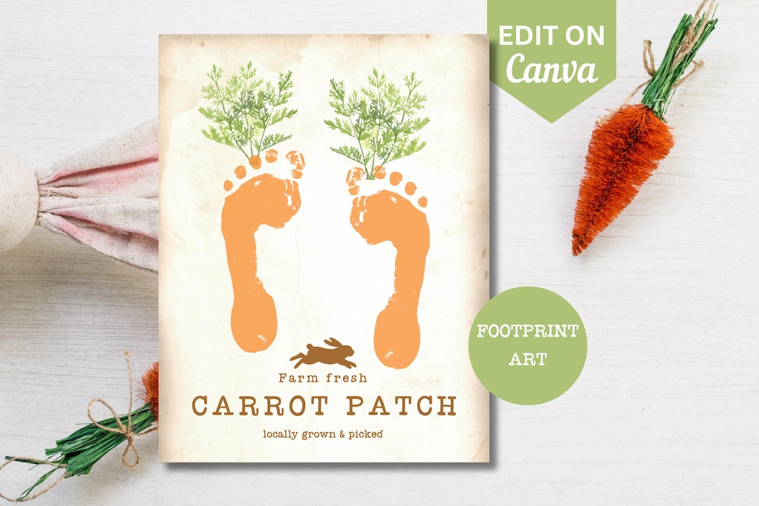 PRINTABLE - Carrot Footprint Easter Craft, Easter Baby Toddler Keepsake ...