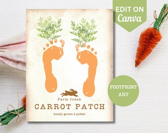 Farm Carrot Sign, Footprint Art Craft, Baby, Toddler, Keepsake - Etsy