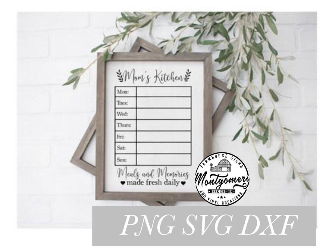 Mom's Kitchen Svg Weekly Menu Svg Menu Board Svg Family | Etsy