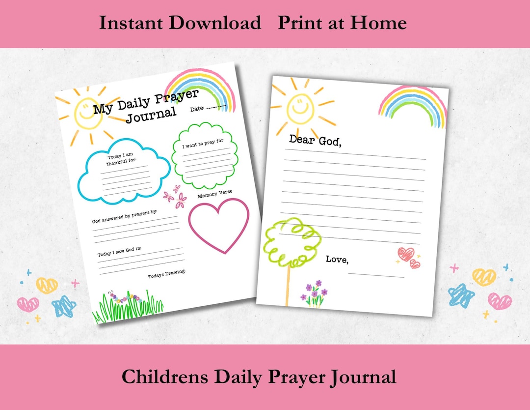 Printable Childrens Daily Prayer Journal, Kids Gratitude Journal ...