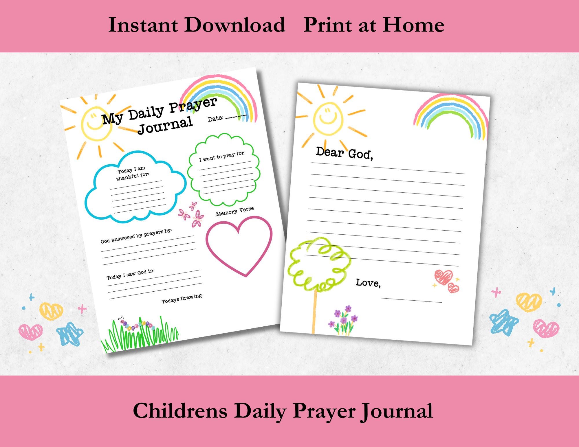 Printable Childrens Daily Prayer Journal, Kids Gratitude Journal ...