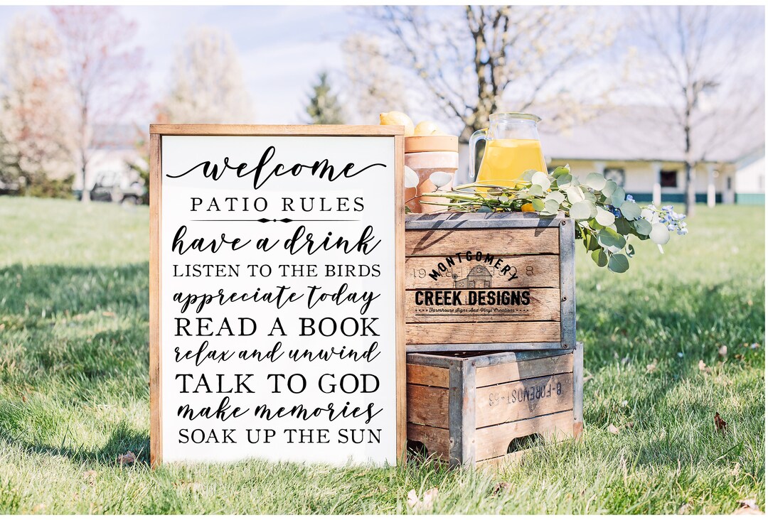 Patio Rules SVG, Patio Sign SVG, Summer Cut File, Porch Sign, Farmhouse ...
