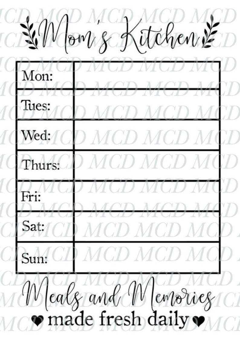 Mom's Kitchen Svg Weekly Menu Svg Menu Board Svg Family | Etsy