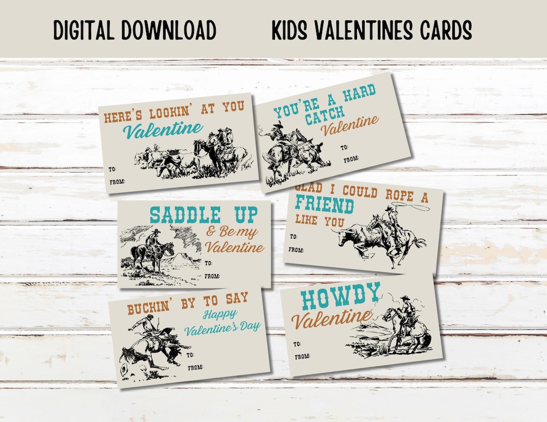 Vintage Cowboy Western Valentine's Day Cards, Cowboy Valentines ...