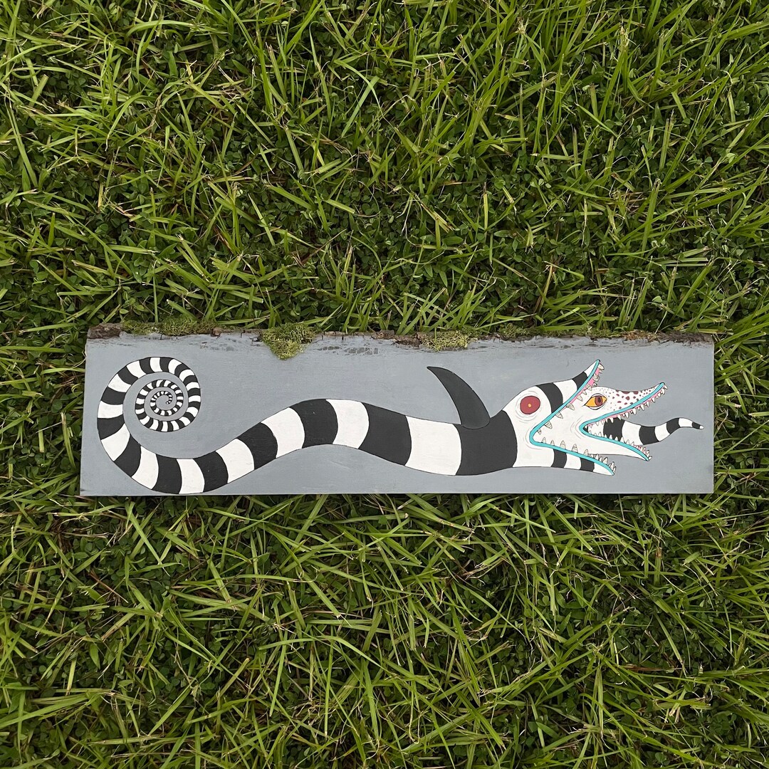 Handmade Beetlejuice Woodburned Sandworm Snake Shelf Sitter Wall ...