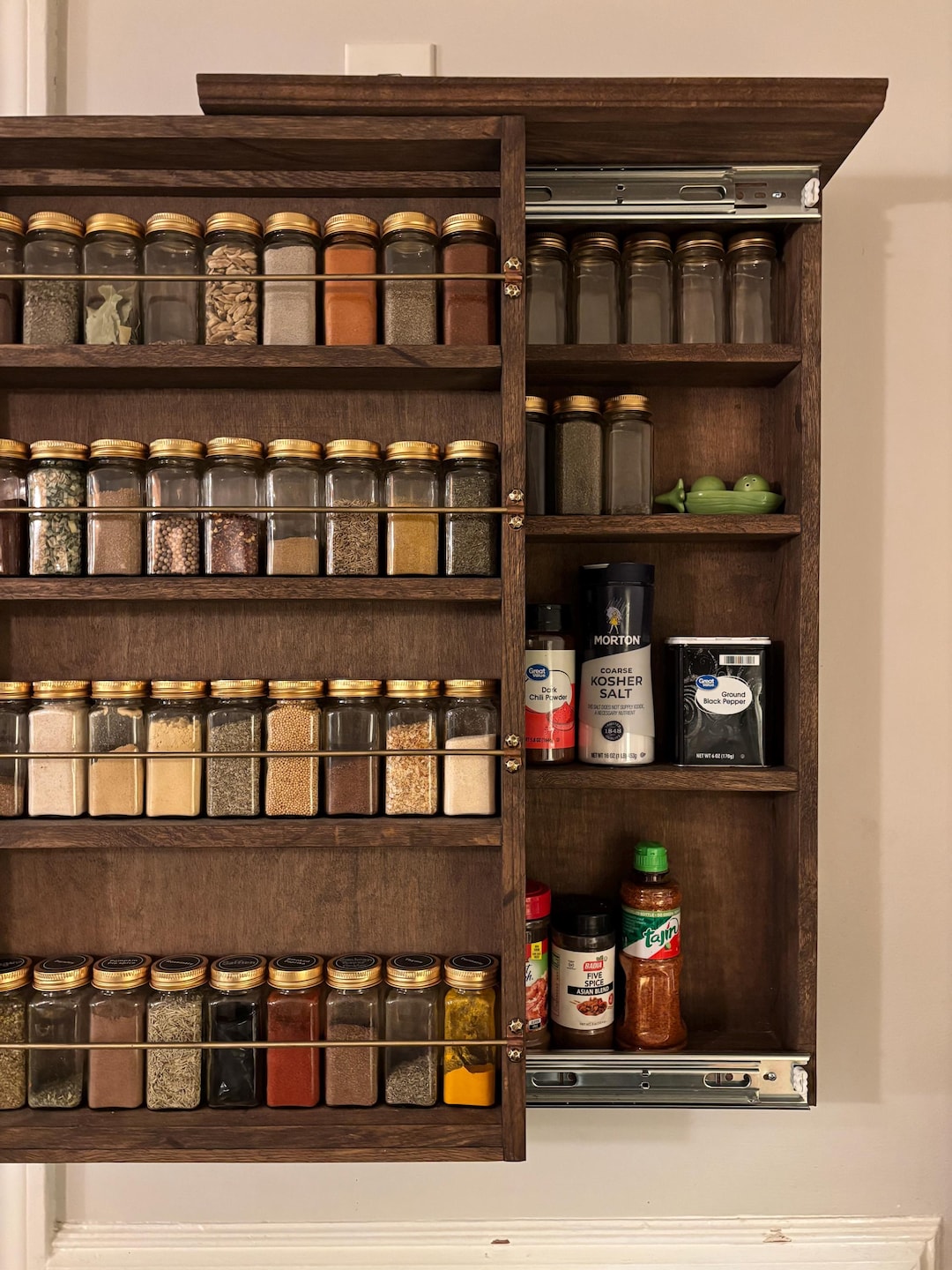 Sliding Double Layer Spice Rack, Rustic French Country Style, Copper ...