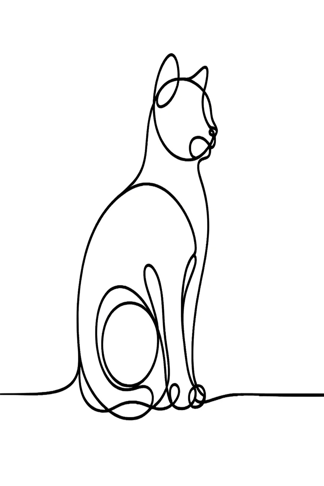Cat Line Art Printable - Etsy