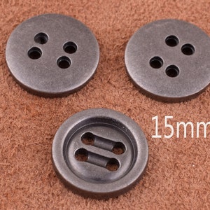 10pcs 15mm Gun Black Buttons Metal Shank Buttons Coat Button With Four ...