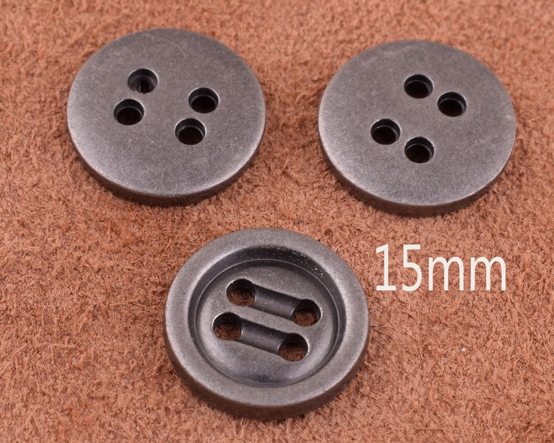 10pcs 15mm Gun Black Buttons Metal Shank Buttons Coat Button With Four ...