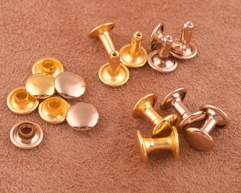 Light gold/gold medium Rivets 119mm Metal Button Double Cap | Etsy