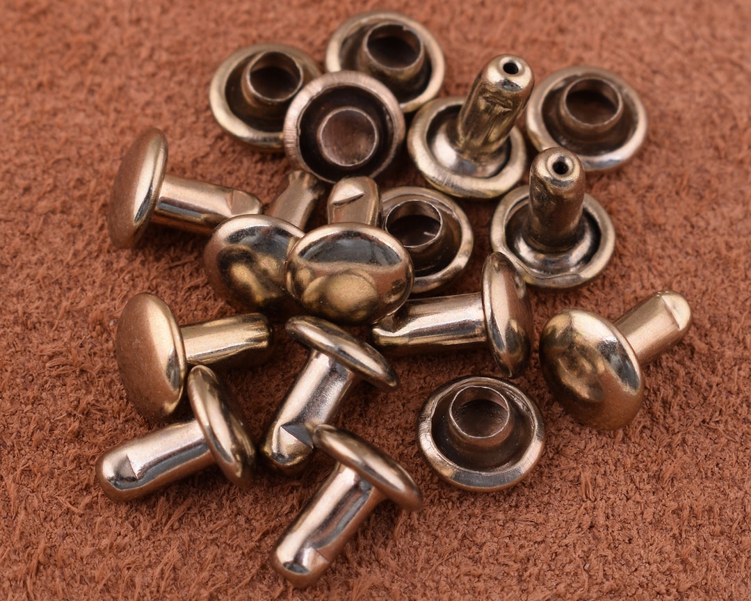 100sets 6*8mm Mini Light Gold Rivets Metal Button Double Cap Rivets ...