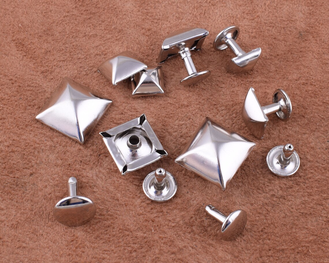 Metal Pyramid Rivets Double Cap Rivets Silver Rivets Studs - Etsy