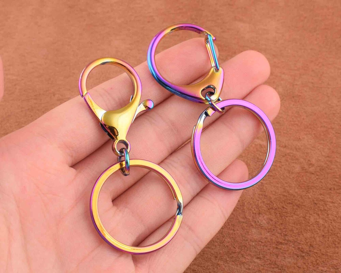 10 Pcs Large Keychain Key Ring With Lobster Swivel Clasps,key Clip ...