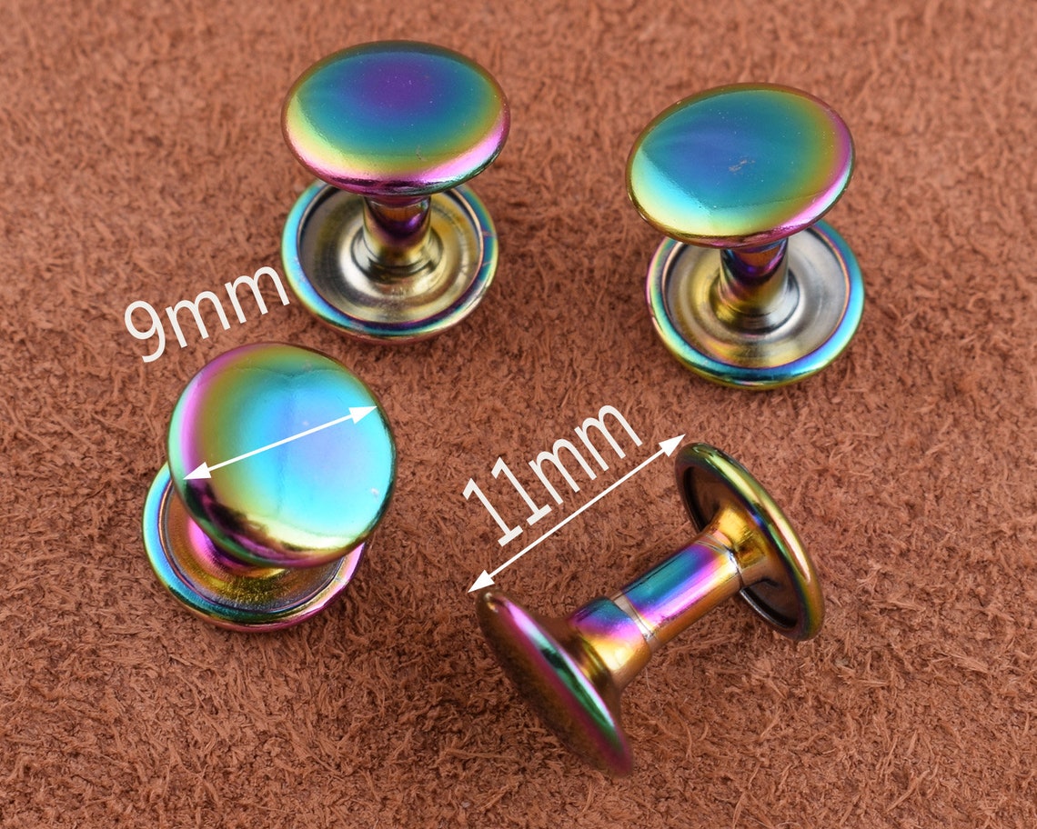 Rainbow Double Cap Rivets 13 SETS Studs Metal Button Double - Etsy