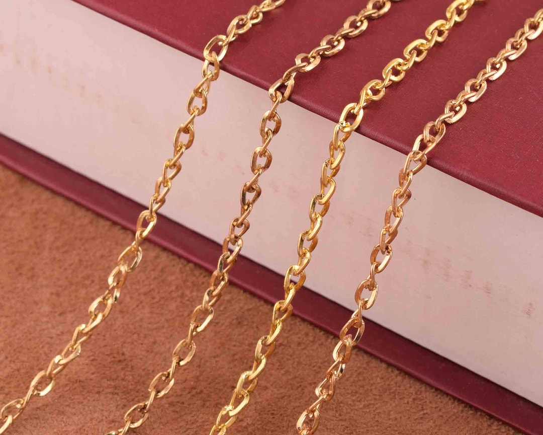 10 Meter Gold 4*5 Mm Oval Metal Chain,unique Metal Chain Supplies,open ...
