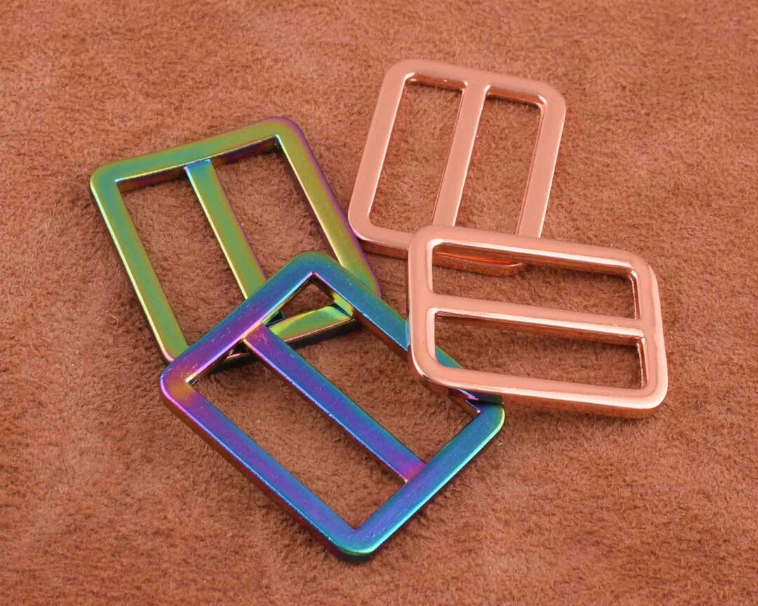 10 Pieces,25mm Iridescent Rainbow Welded Square Slider Buckle Rose Gold ...