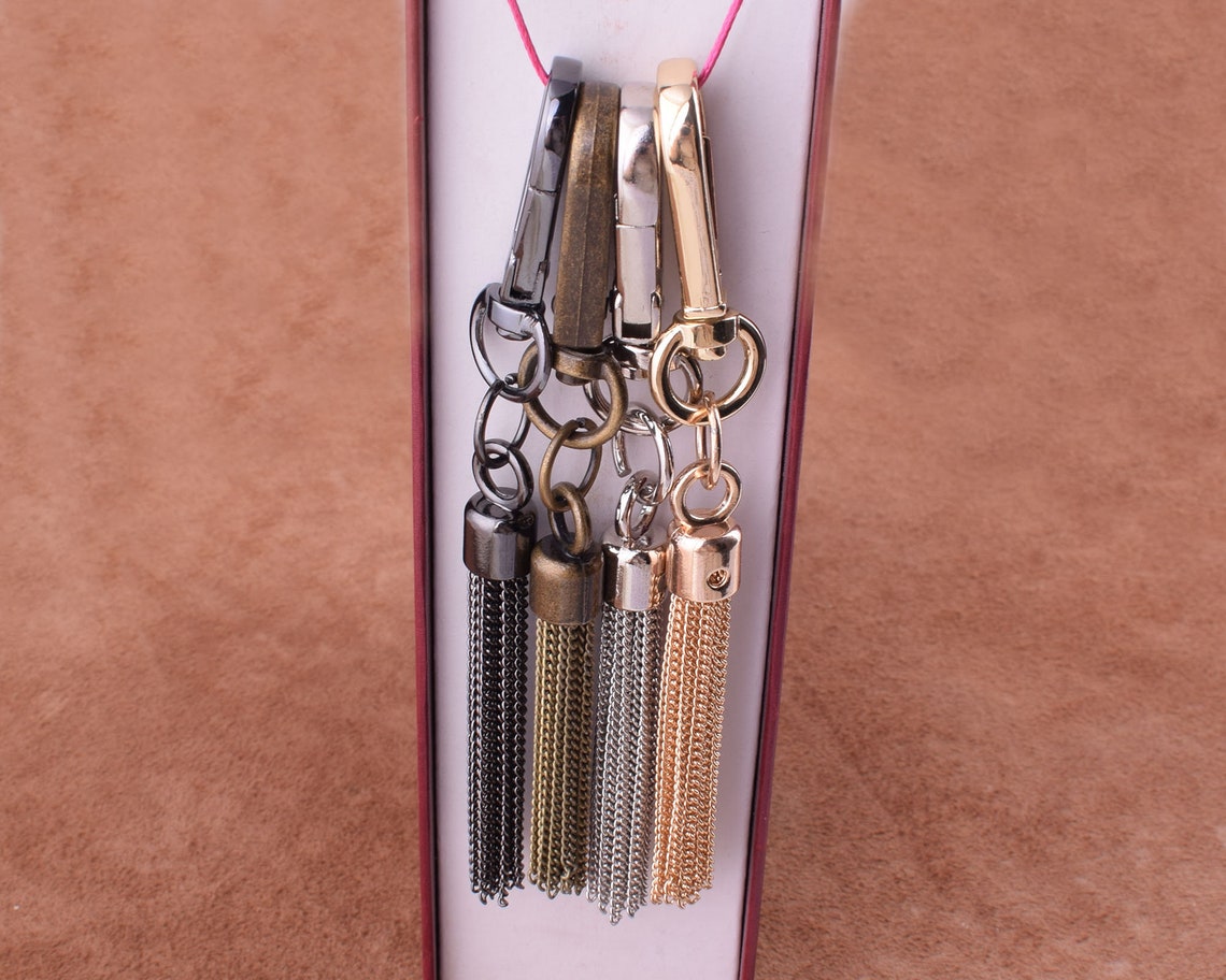 Swivel hook Metal Tassel Keychain 128mm Alloy Metal Spring | Etsy