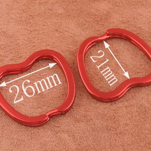 Red Apple Shaped Key Ring,26*21mm Cute Key Fob Ring Metal Split Ring ...