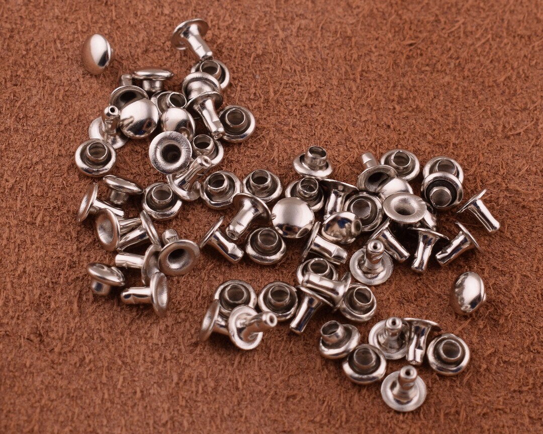 100sets 4*6mm Silver Rivets Metal Button,copper Double Capped Rivets ...