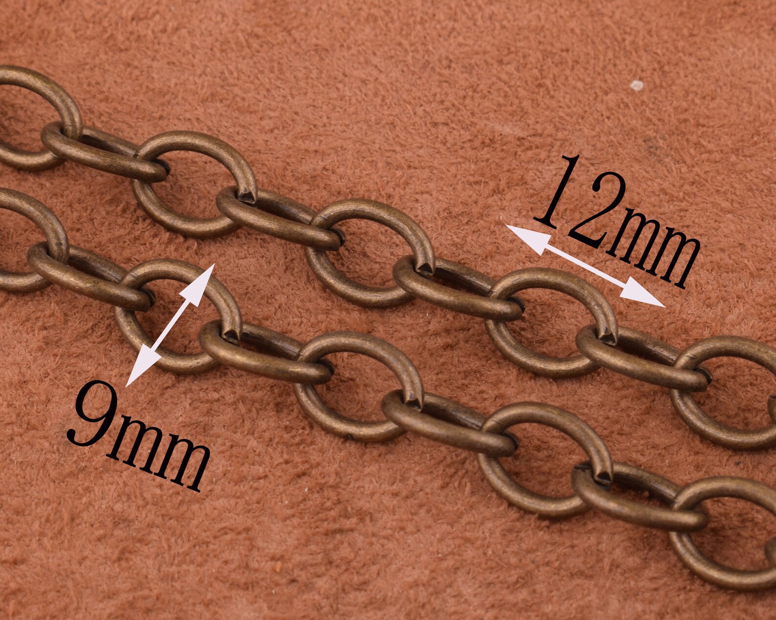Bronze Metal Chain Curb Open Link Metal Chain/9*12mm Large Cable Chain ...