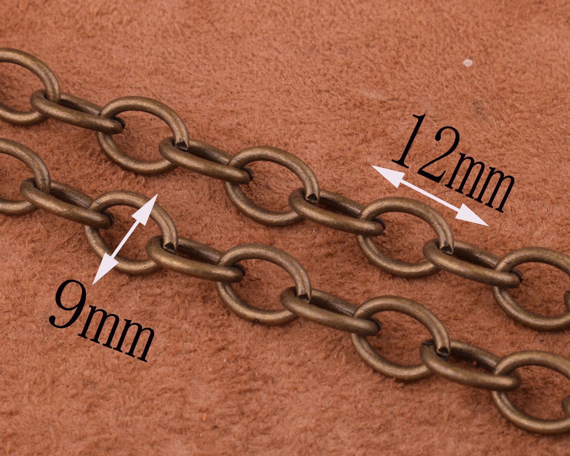 Bronce cadena de metal Curb cadena de metal de eslabones abiertos/9 * ...