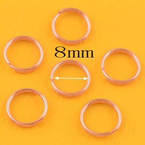 200pcs Rose Gold Mini Key Ring 8mm Rose Gold O Ring Large Key Fob Ring ...