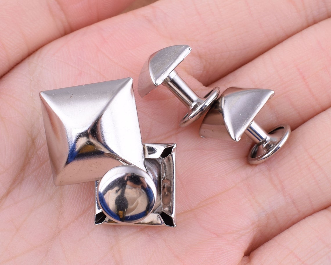 Metal Pyramid Rivets Double Cap Rivets Silver Rivets Studs | Etsy