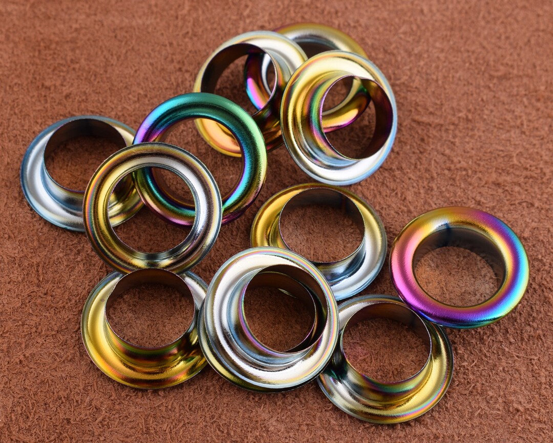 10sets 10mm(in) Rainbow Eyelets ,metal Eyelets Gold Grommets Add the ...