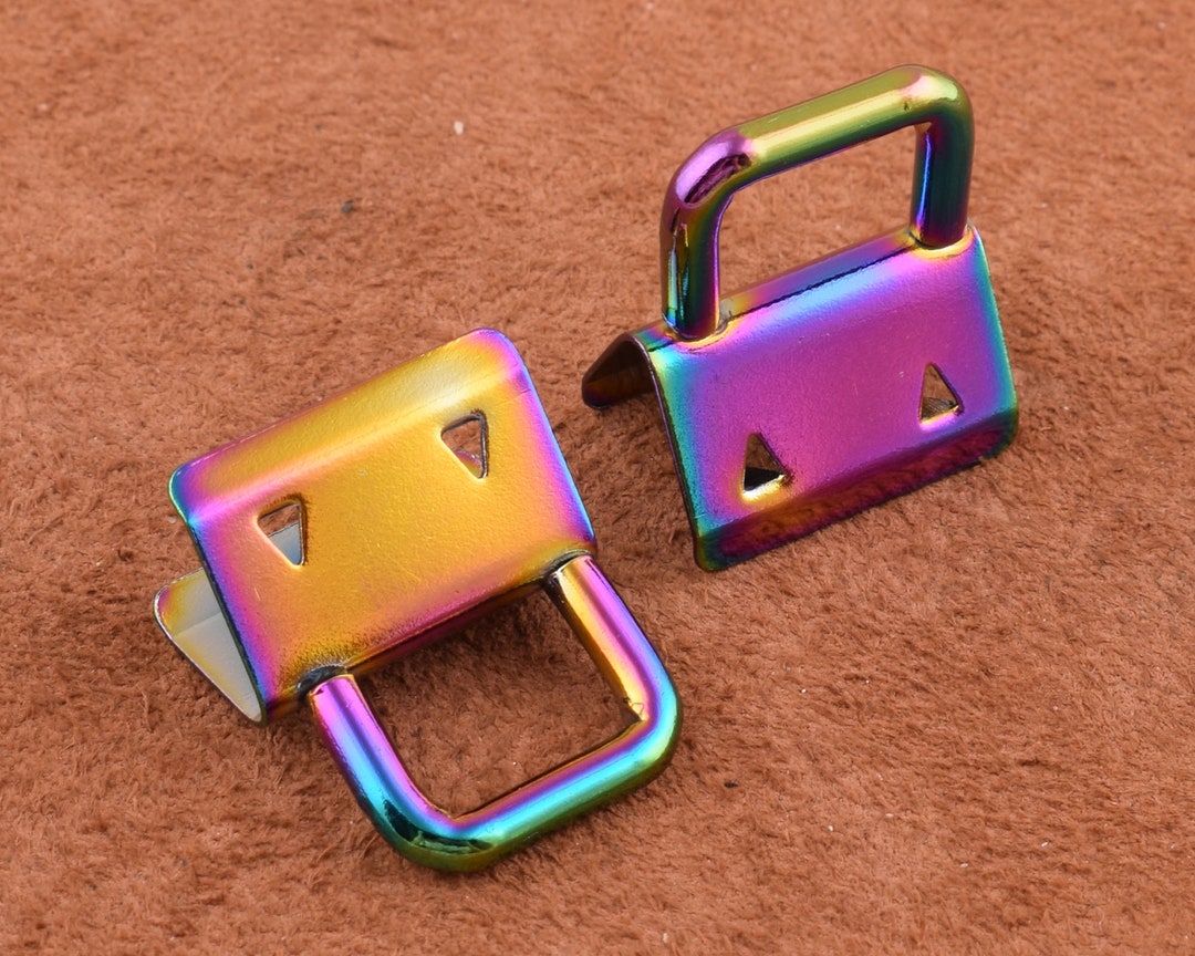 30 Pcs Rainbow Key Fob Hardware,20mm Key Chain Rainbow Webbing Tail ...