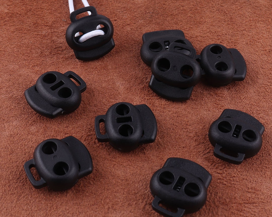 Spring Cord Lock,black Plastic Cord Stopper,20*23mm Double Hole Rope ...