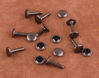 100 Sets 8mm Head X 7mm Post Rivet Round Cap Double Headed Nickel ...