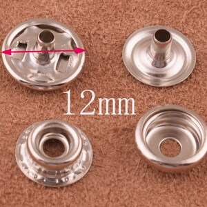 30sets Metal Snap Button Silver 12mm Snap Fasteners Press Stud Leather ...