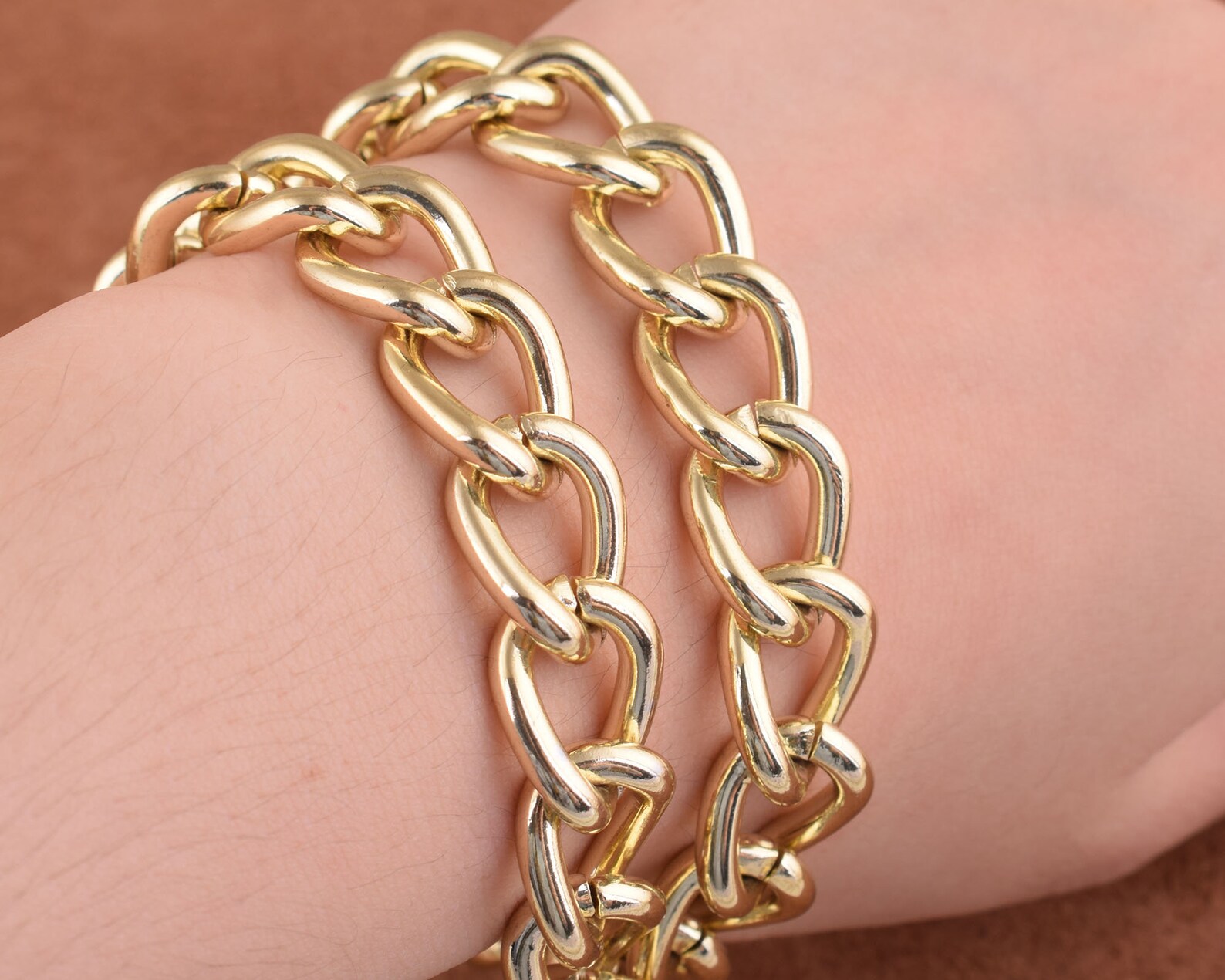17*13mm Curb Open Link Chain Light Gold Metal Chain Link Thick Metal ...